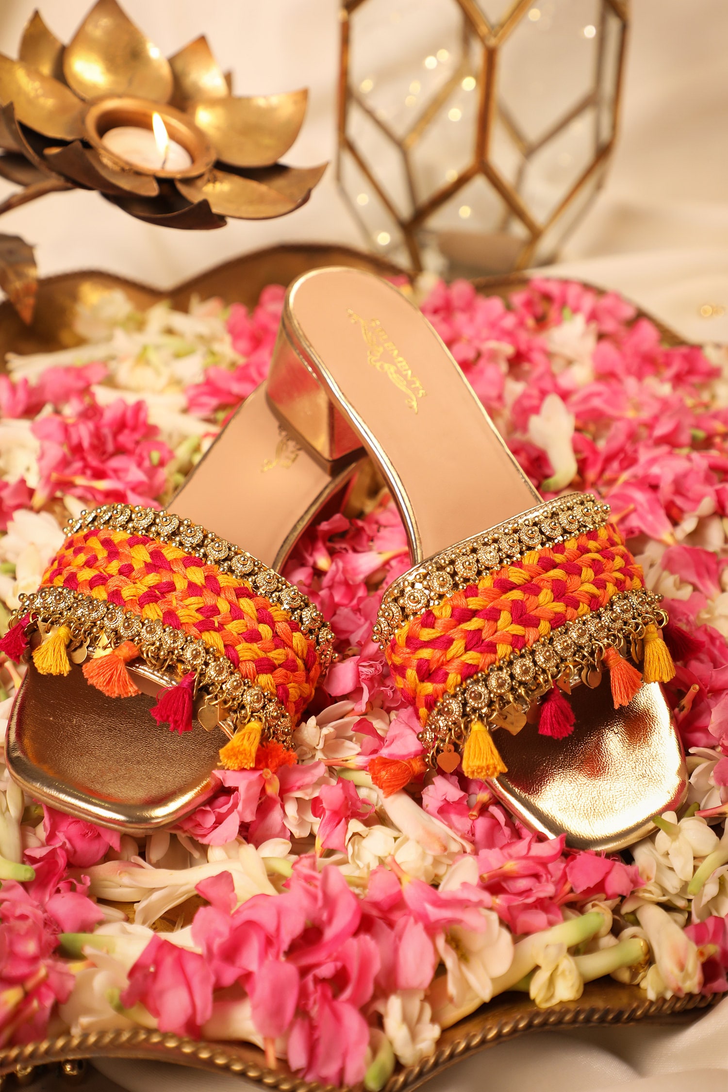 Buy Red Thread Linus Intertwined Pattern Embroidered Heels by 5Elements ...