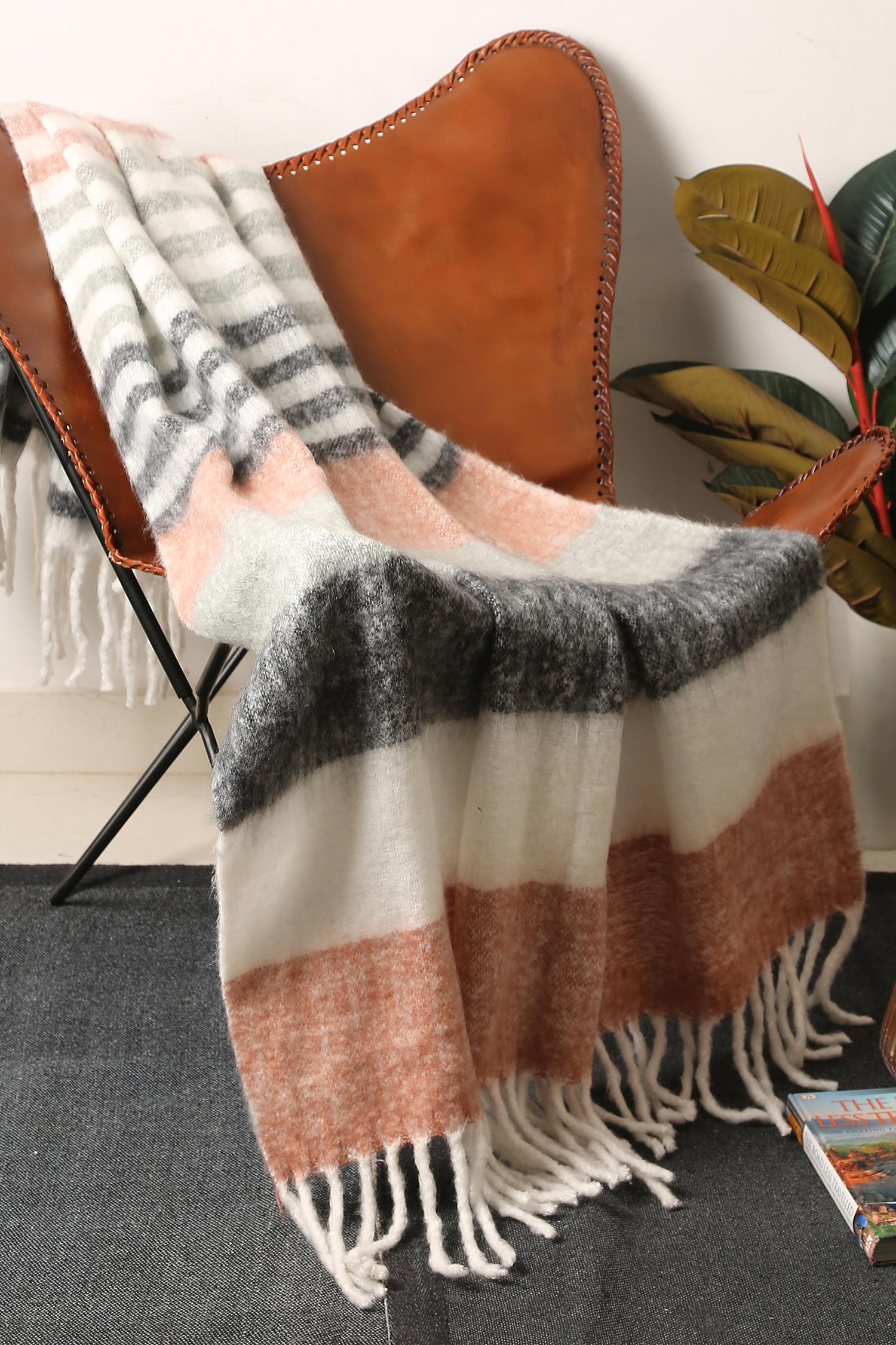 Buy Multi Color 25% Wool 20% Polyester And 55% Thread Work Throw by ...