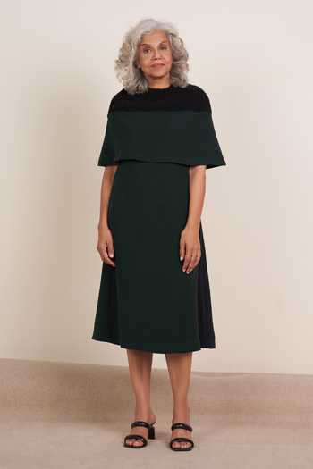 Buy Green Polyester Embellished Pvc Thread Round Cape A-line Panel ...