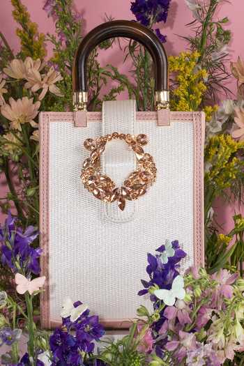 Buy Pink Crystal Bianca Embellished Brooch Bag by House of Bio Online ...