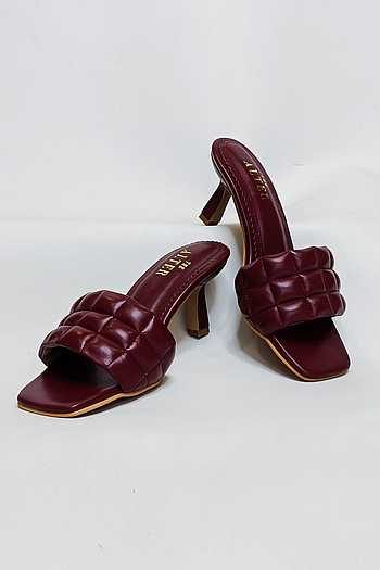 Buy Maroon Ashley Quilted Strap Stiletto Heels by THE ALTER Online at ...