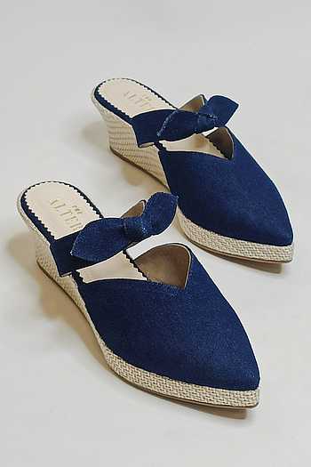Buy Blue Bow Knotted Wedges by THE ALTER Online at Aza Fashions.