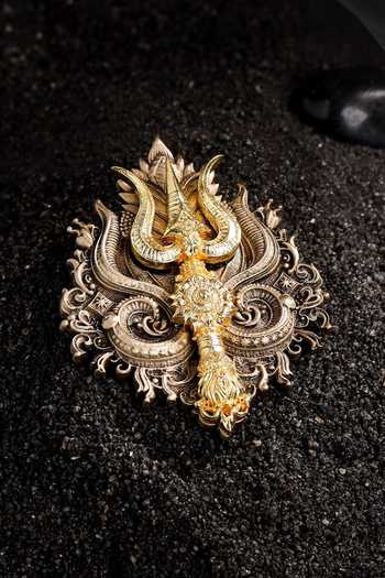 Buy Gold Shiva Trishul Carved Brooch by Cosa Nostraa Online at Aza ...