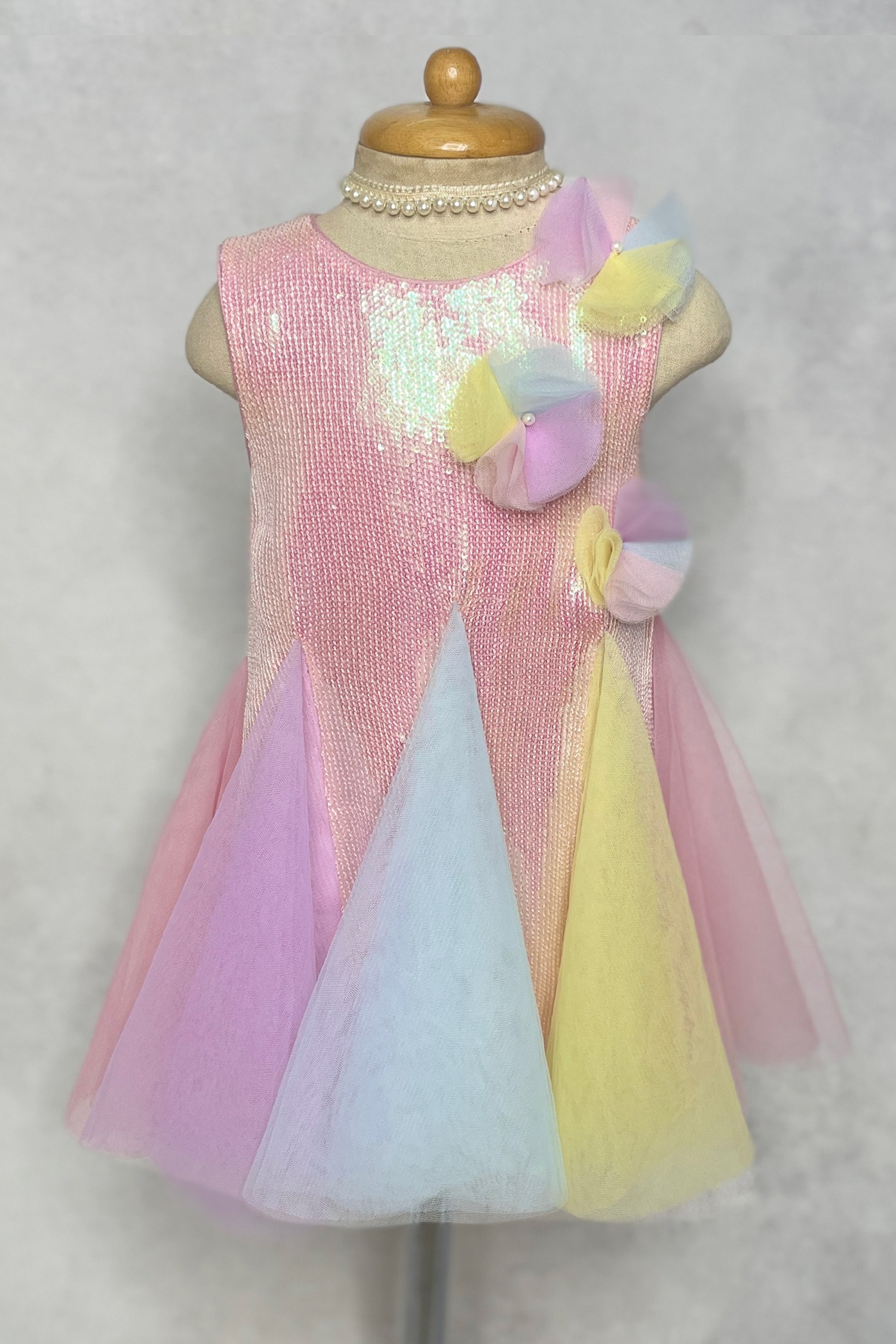 Buy Pink Georgette Embroidery Sequin Pari Work Dress For Girls by ...