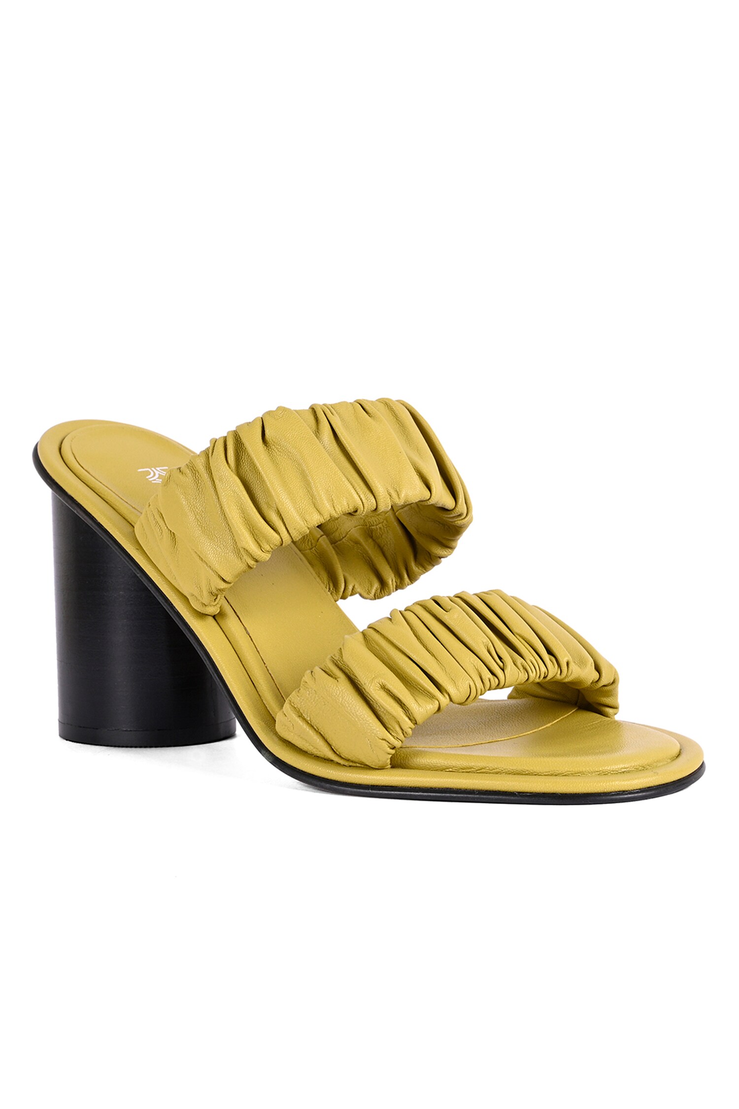 Buy Yellow Peter Plain Ruched Heels by Vanilla Moon Online at Aza Fashions.