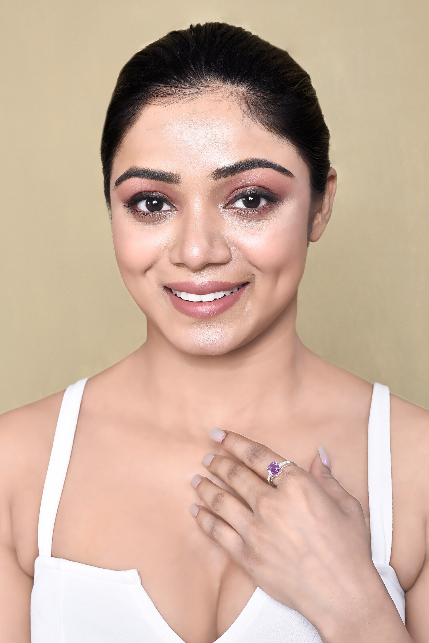 Buy Purple Stone Embedded Finger Ring by Nayaab by Aleezeh Online at ...