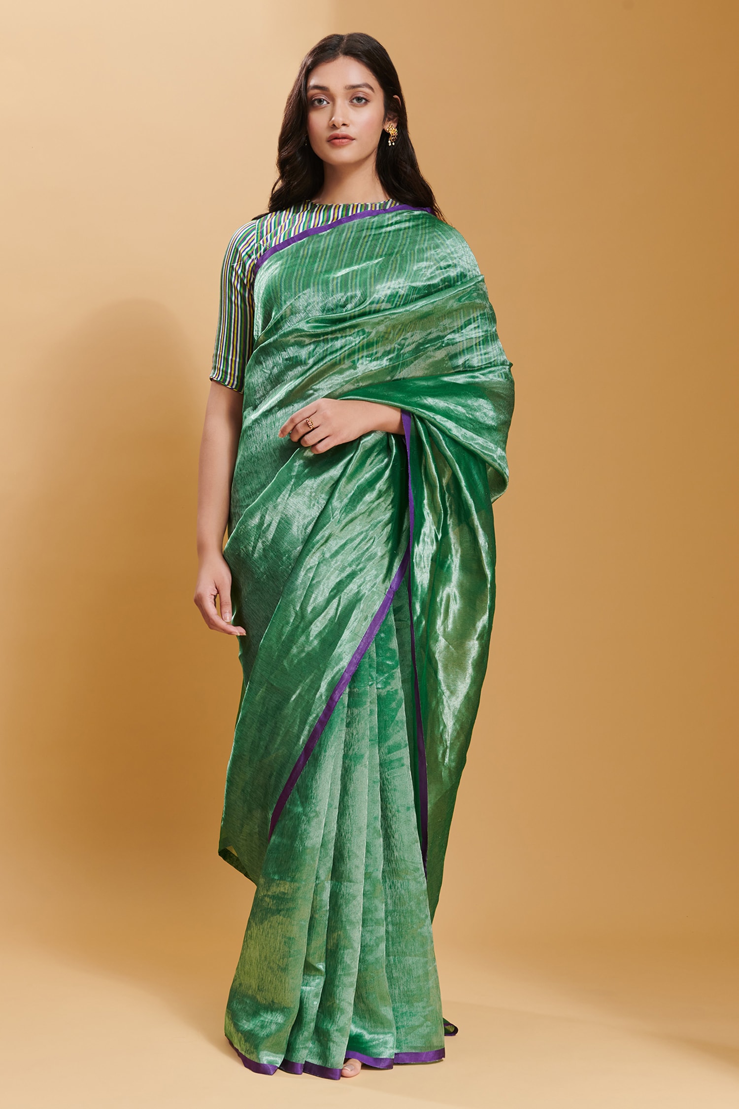 Buy Green Zari Silk Dancing Moonlight Saree For Women by Surmaye Online ...