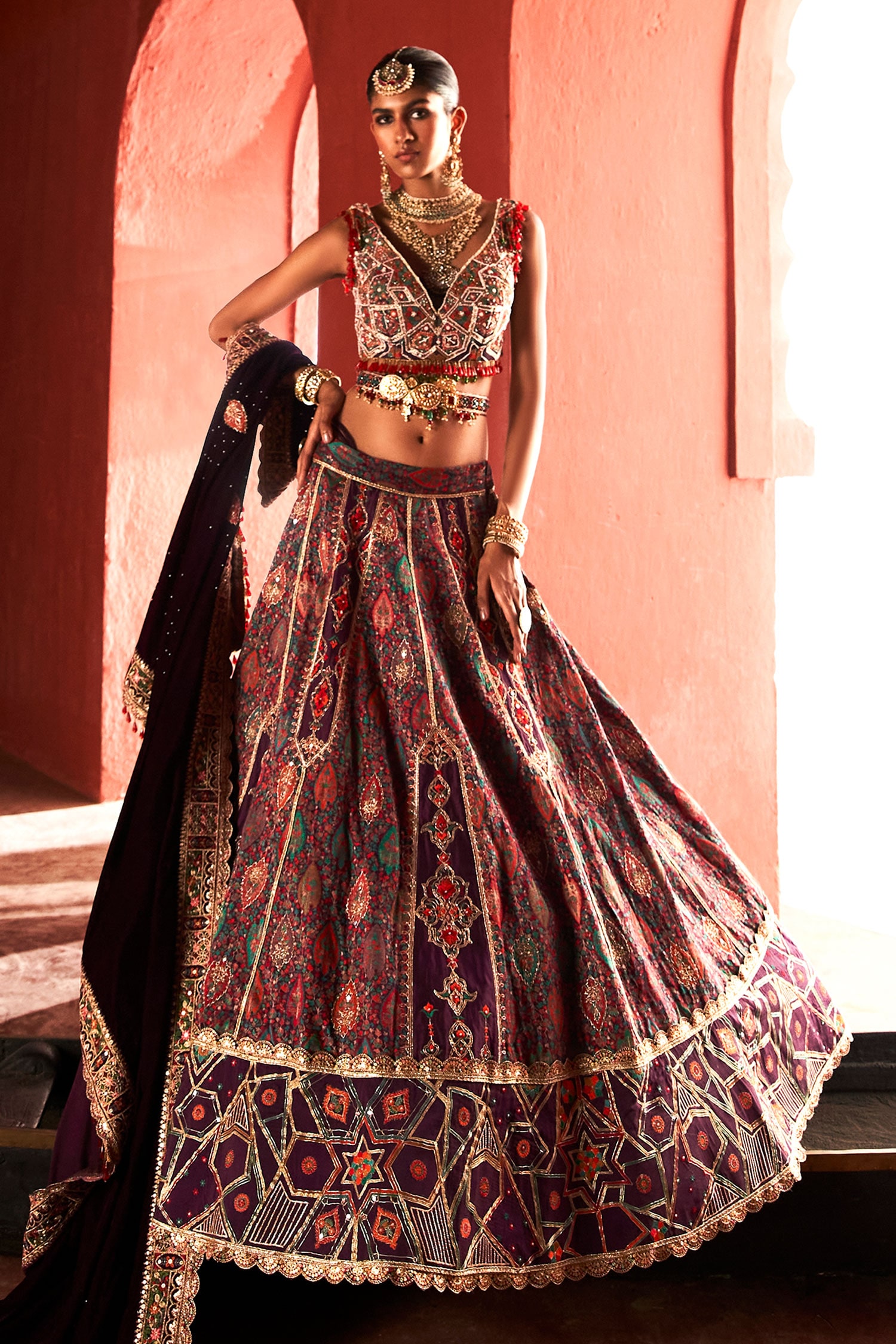 Buy Purple Lehenga And Blouse Jamawar Silk Embroidered Bead Bridal Set ... Buy Purple Lehenga And Blouse Jamawar Silk Embroidered Bead Bridal Set ...