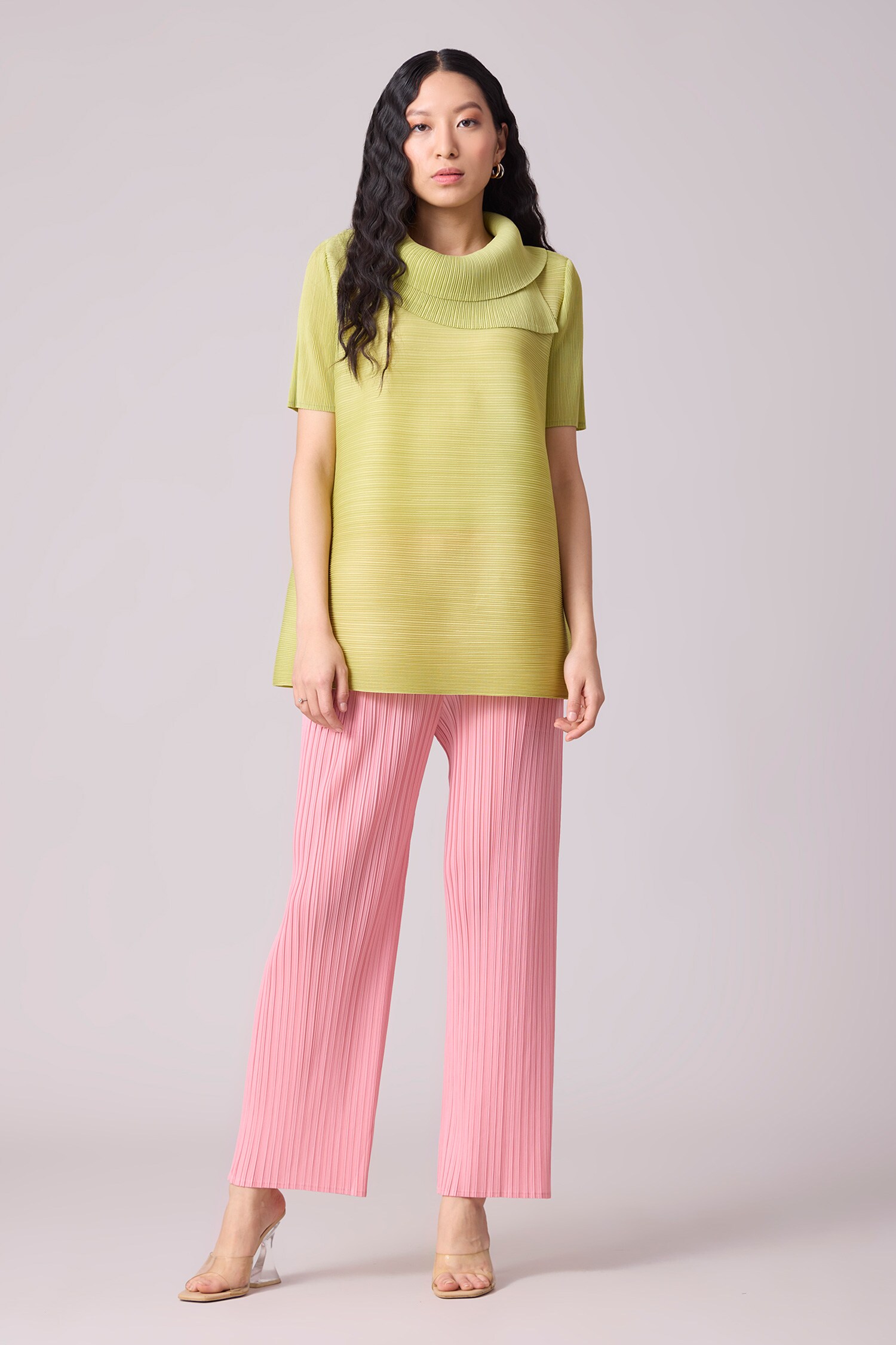 Buy Green 100% Polyester Plain Turtle Neck Hazel Top For Women by ...