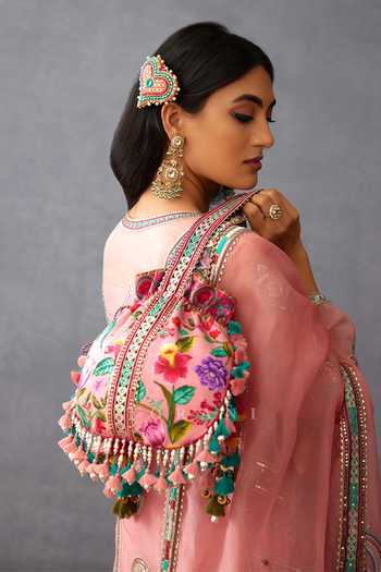 Buy Pink Floral Prints Dil Ruba Anji Potli by Torani Online at Aza ...
