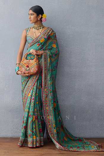 Buy Yellow Floral Print Dil Seher Tia Handbag by Torani Online at Aza ...