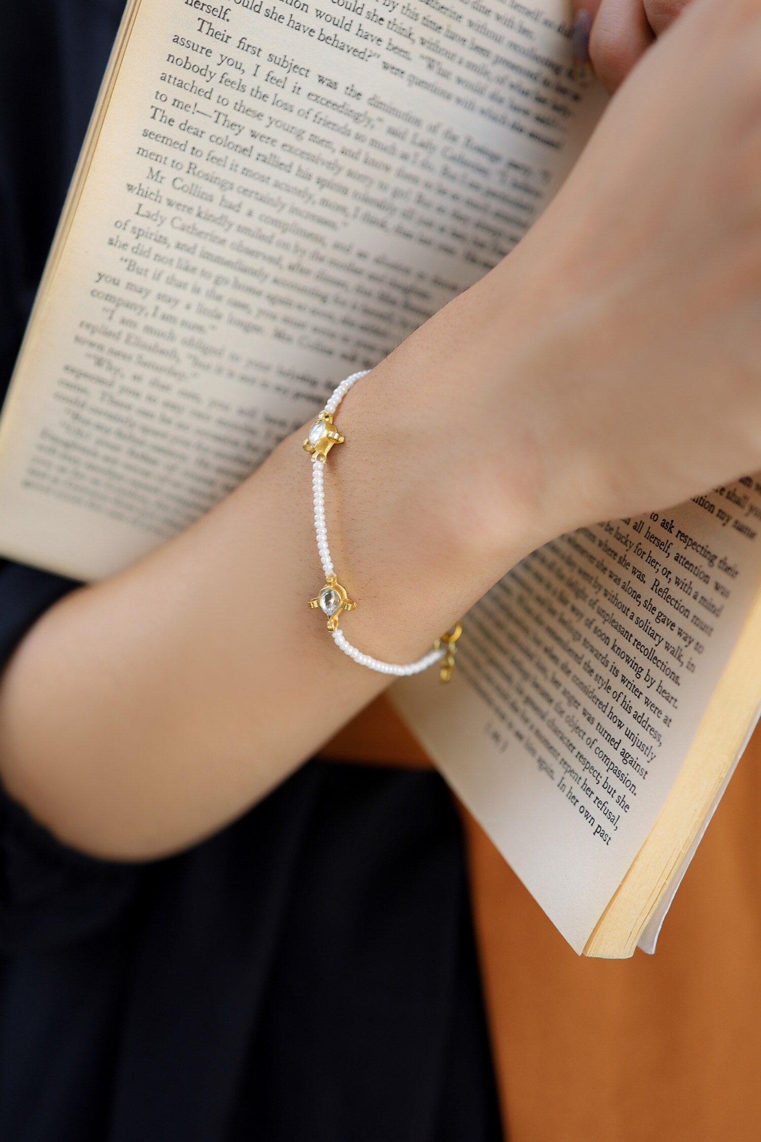 Buy Gold Plated Kundan Armour And Pearl Embellished Bracelet by Do ...