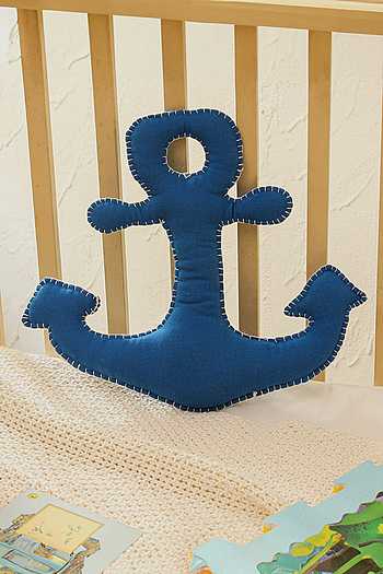 Buy Blue 100% Cotton Thread Joyful Cruise Anchor Shaped Cushion by ...