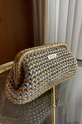 Buy Gold Woven Color Block Metallic Clutch by BIJIT Online at Aza Fashions.