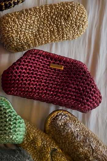 Buy Maroon Woven Pattern Clutch With Detachable Sling by BIJIT Online ...