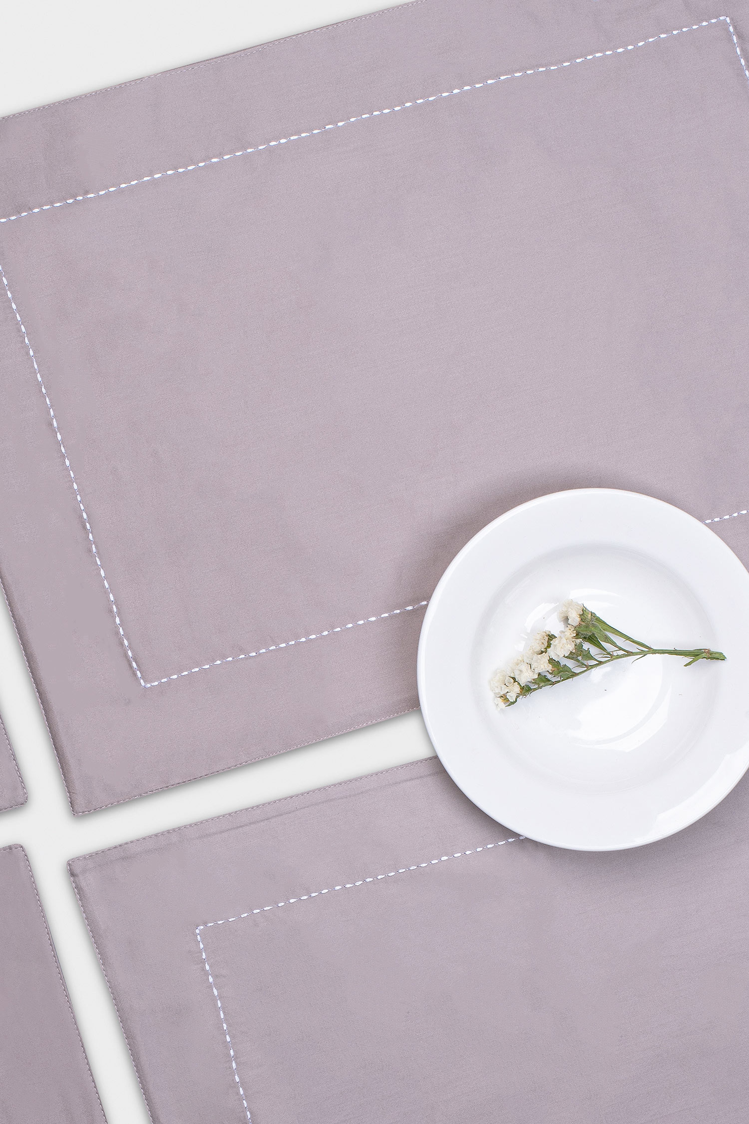 Buy Grey 100% Cotton Thread Rice Pattern Placemats - Set Of 4 by VEDA ...