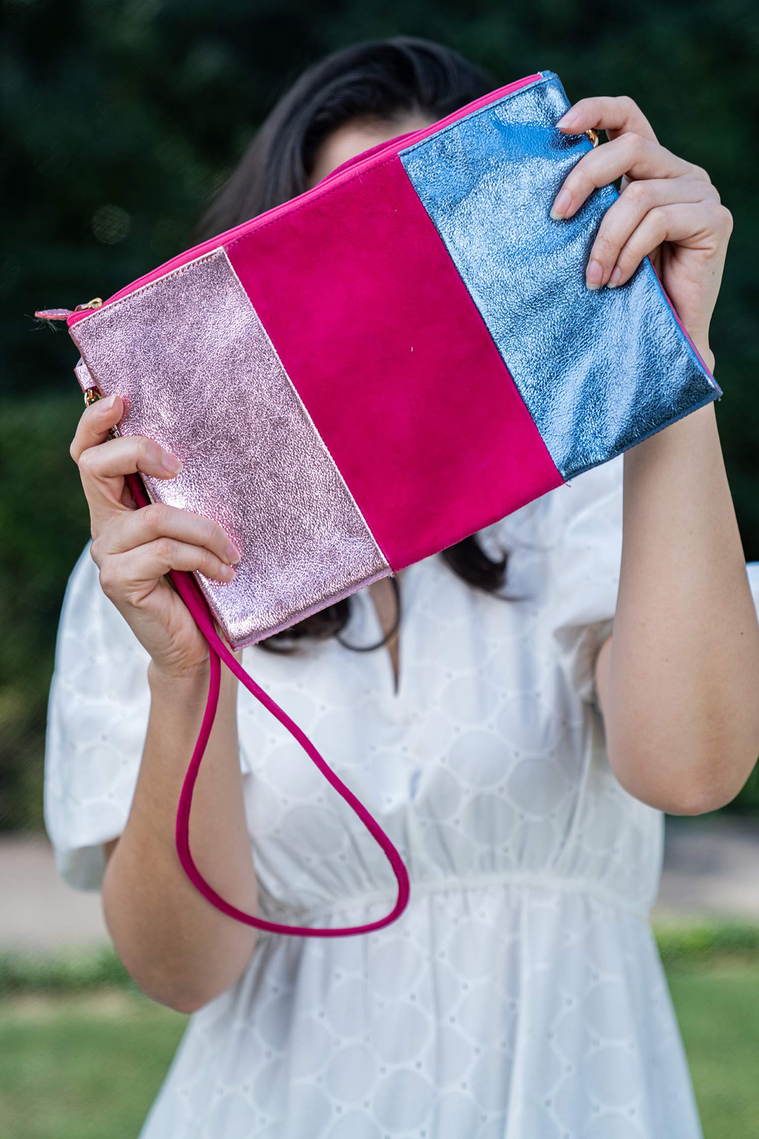 Buy Pink Tribeca Color Blocked Handbag by Sandalwali Online at Aza ...