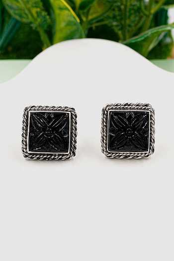 Buy Silver Plated Quartz Ahana Petal Flower Studs by Sangeeta Boochra ...