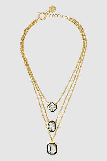 Buy Gold Plated Crystal Bougie Layered Necklace by Isharya Online at ...
