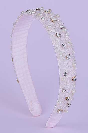 Buy Pink Beads Pearl Stone Embellished Hairband by Choko Online at Aza ...