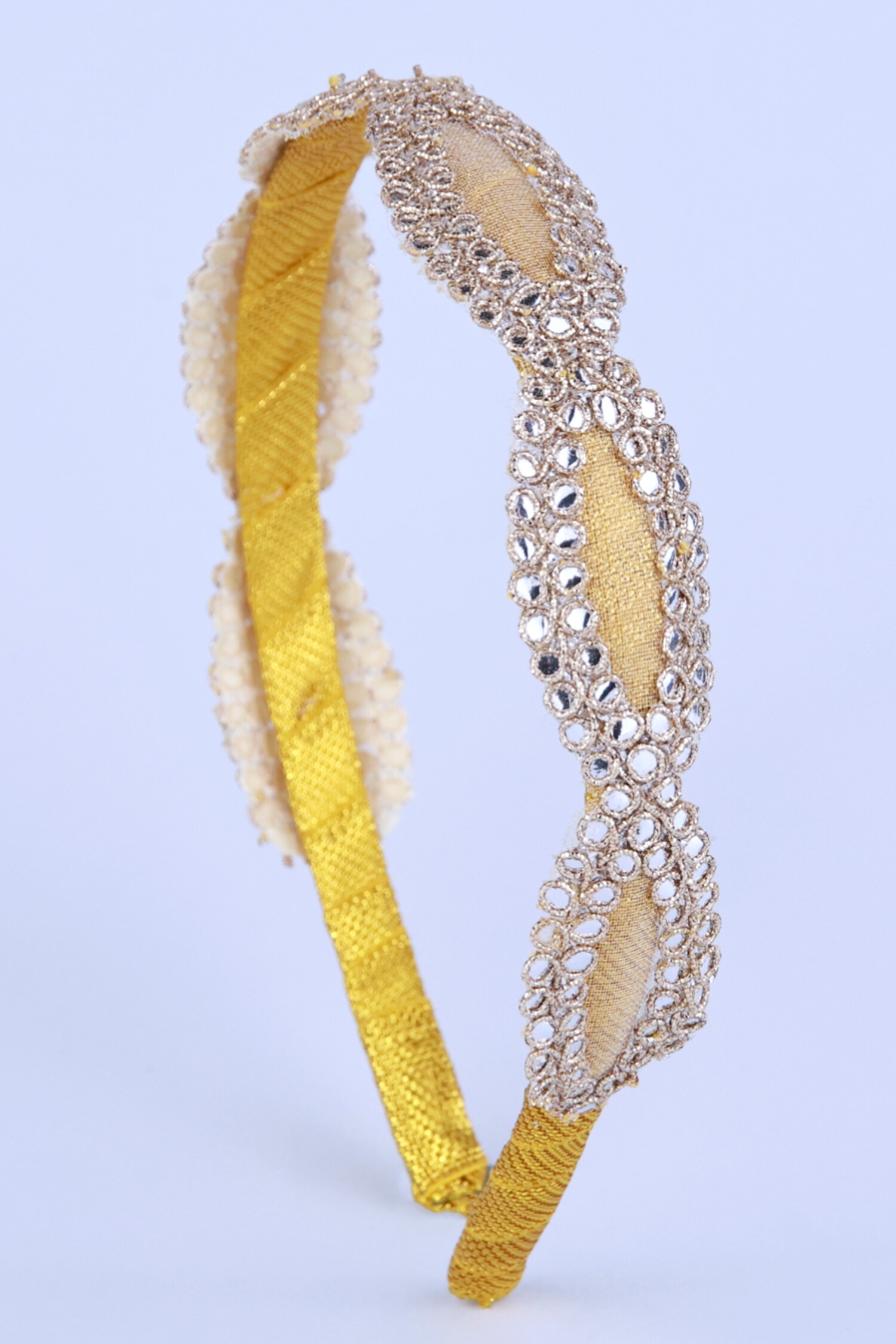 Buy Gold Thread Wave Sequin Embellished Hairband by Choko Online at Aza ...