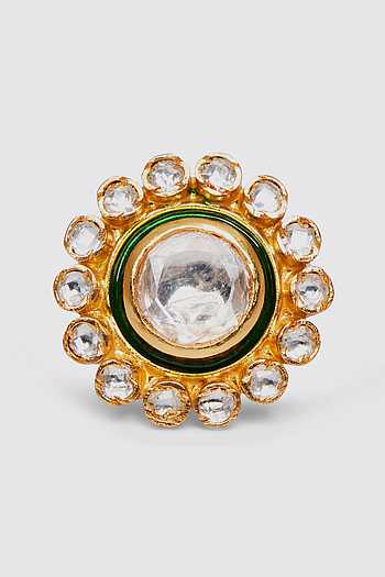Buy Gold Plated Crystals Aahna Embellished Ring by Anita Dongre Online ...