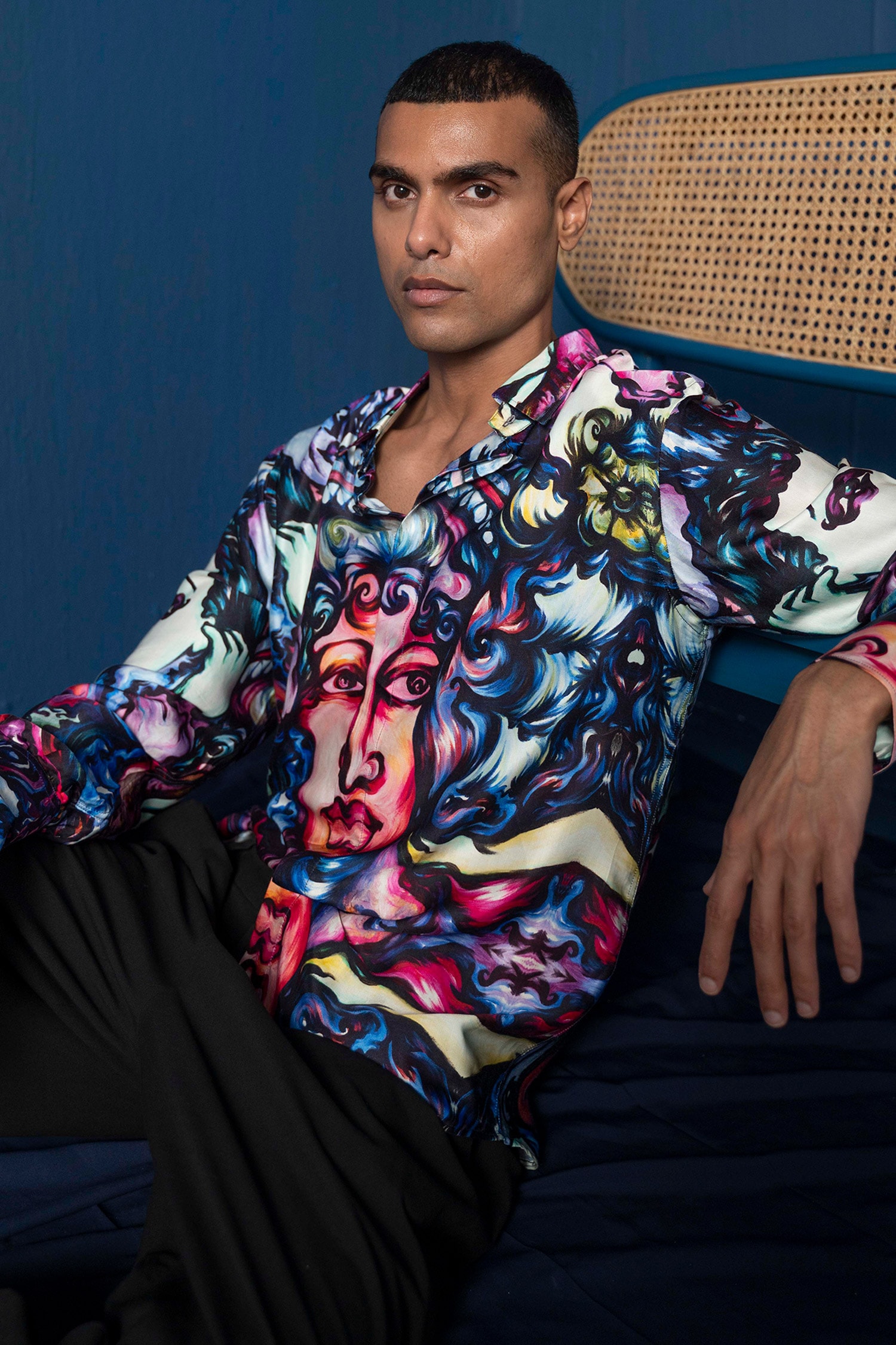 Buy Multi Color Modal Satin Printed Abstract Out Of Oven Shirt For Men ...