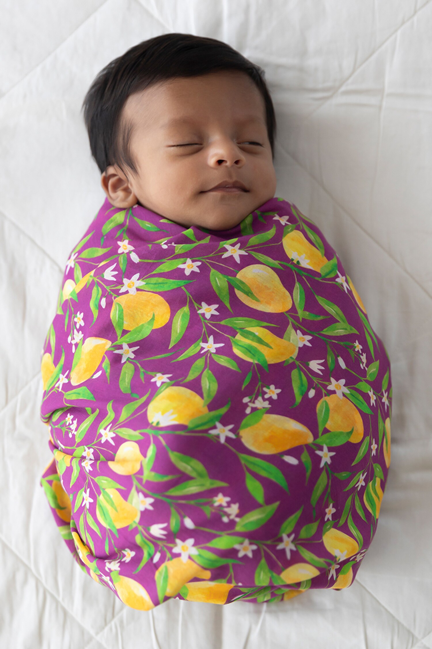Buy Purple 100% Cotton Print Mango Swaddle For Accessories by Tiber ...