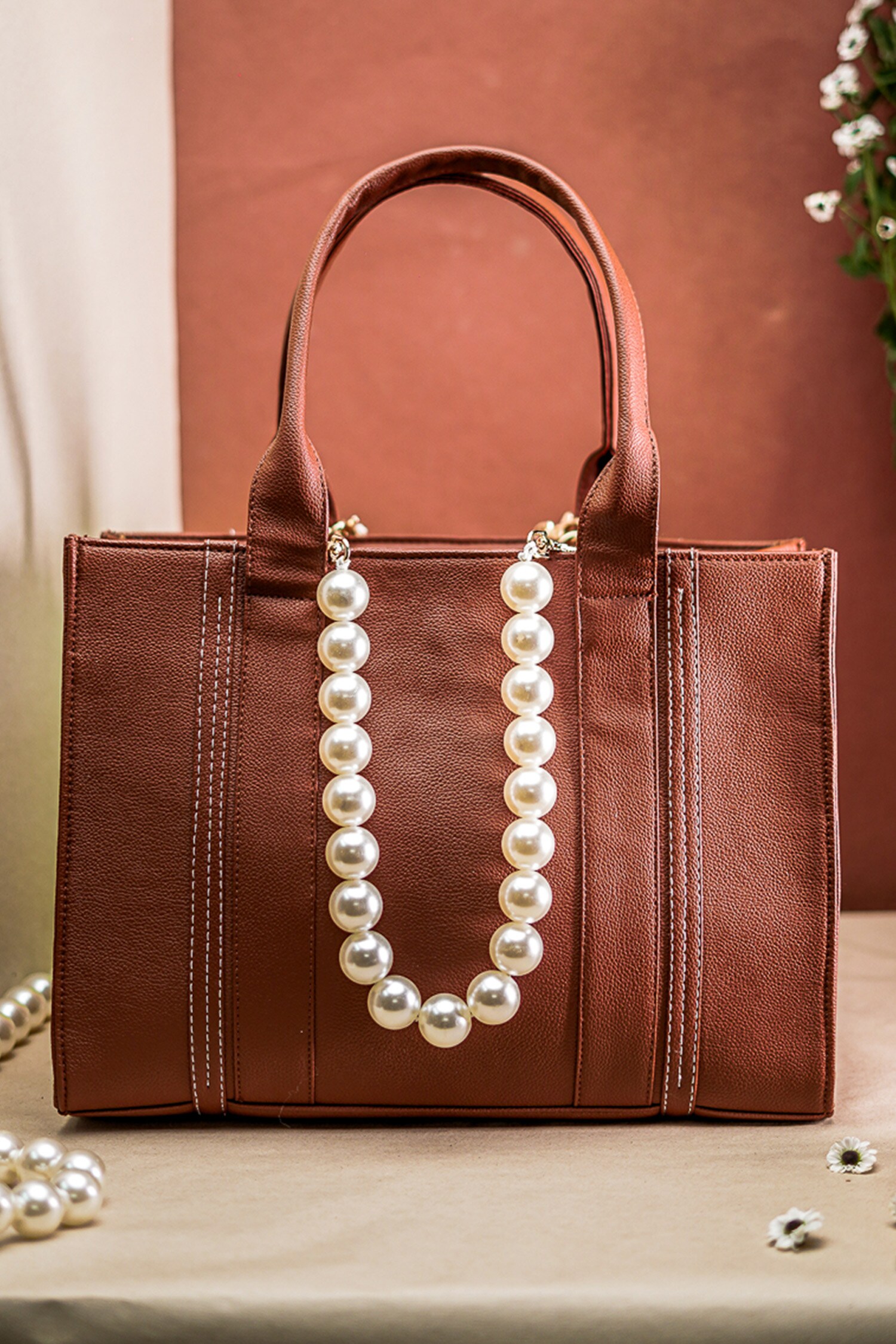 Buy Brown Stitchline Thread Rectangle Shaped Tote Bag by NR BY NIDHI ...