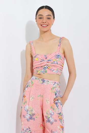 Buy Multi Color Linen Blend Printed Lime Sweetheart Cara Knotted ...