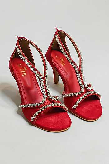 Buy Red Crystals Angela Embellished Stiletto Heels by THE ALTER Online ...