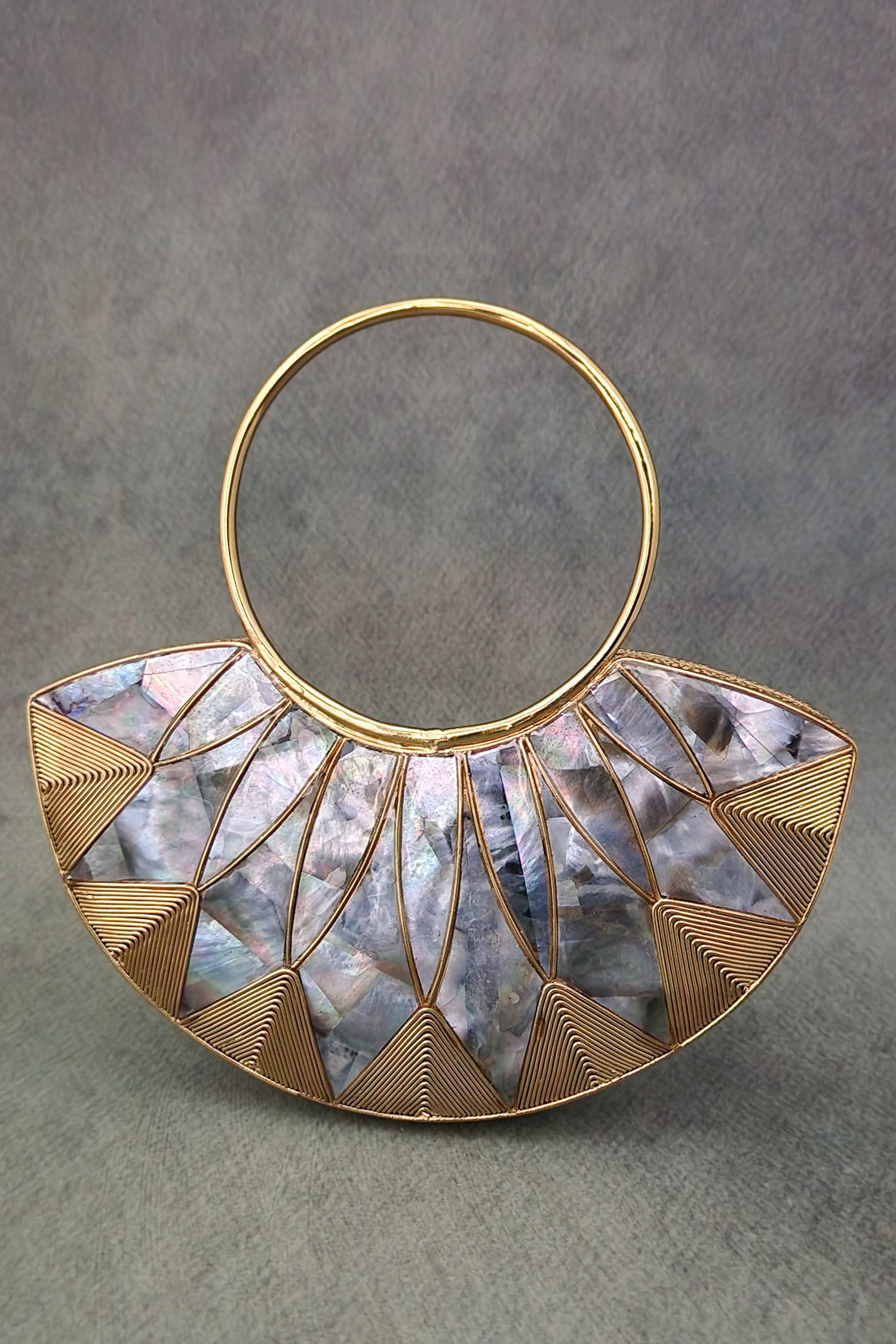 Buy Gold Mother Of Pearl Aaliyah Half Moon Shaped Bag by ADWITA BAGS ...