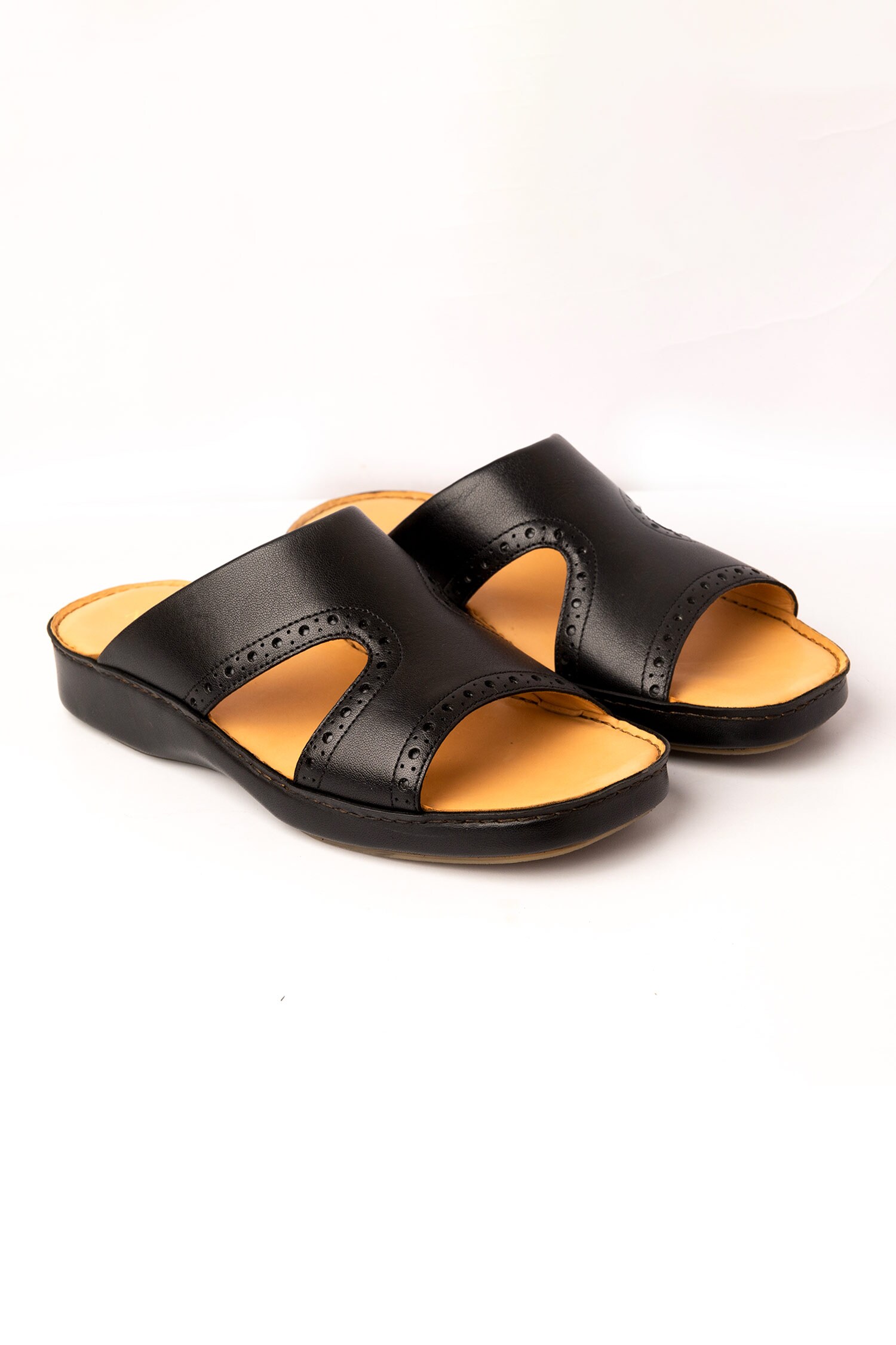 Buy Black Plain Arba Brogue Sandals For Men by Nauvab Online at Aza ...