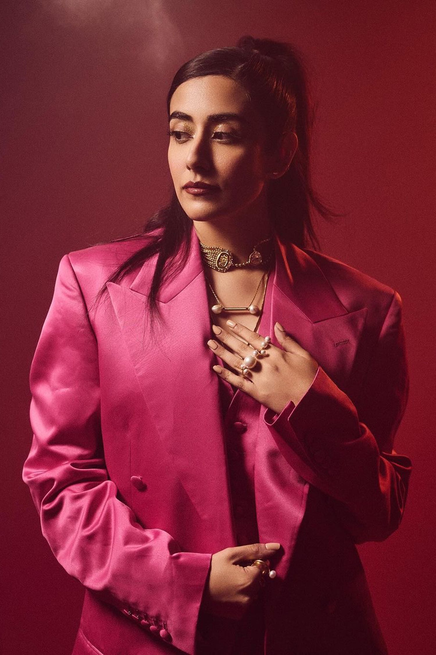 Buy Gold Plated Pearl Manufactured Molecule Three Finger Ring by Anaash Online at Aza Fashions.