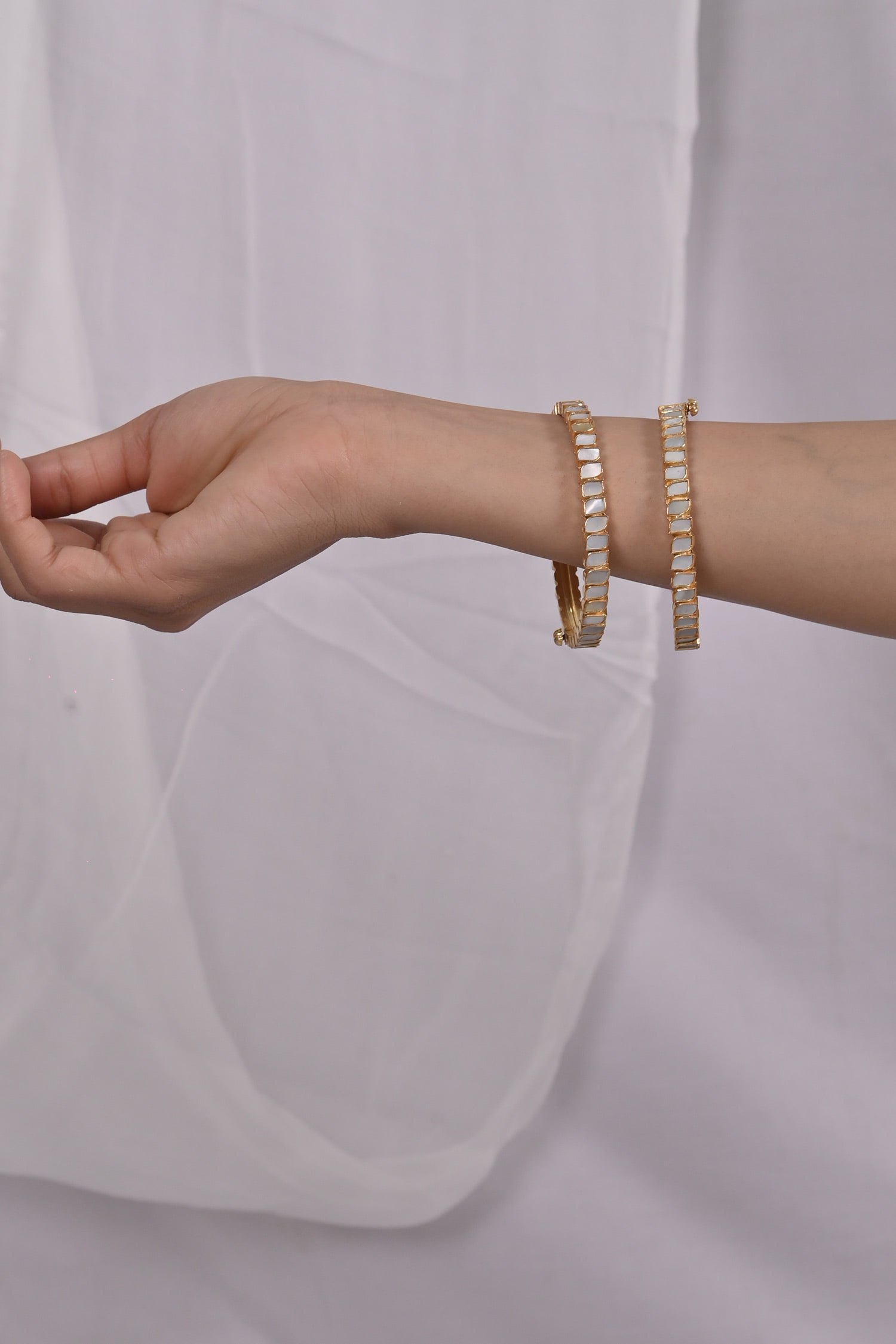 Buy White Stone Geometric Carved Bangles - Set Of 2 by SHLOK JEWELS ...