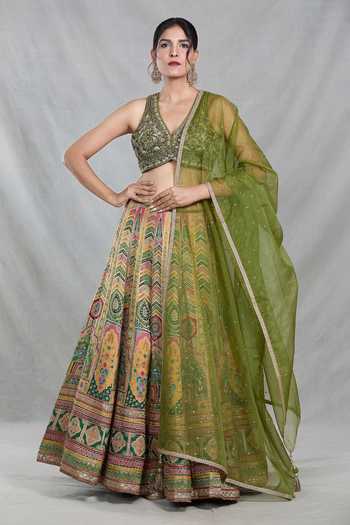 Buy Multi Color Blouse Silk Embroidery Sequin V Royal Mahal Banarasi ...