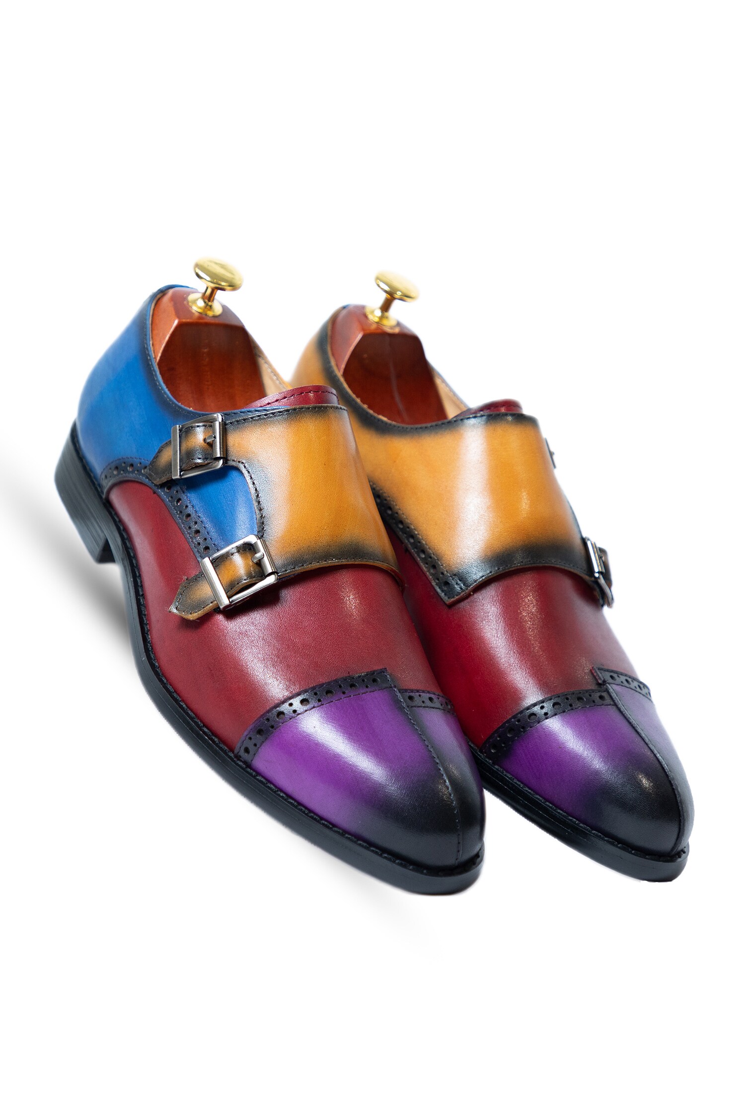 Buy Multi Color Brogue Petro Al Casa Monk Strap Shoes For Men by ...