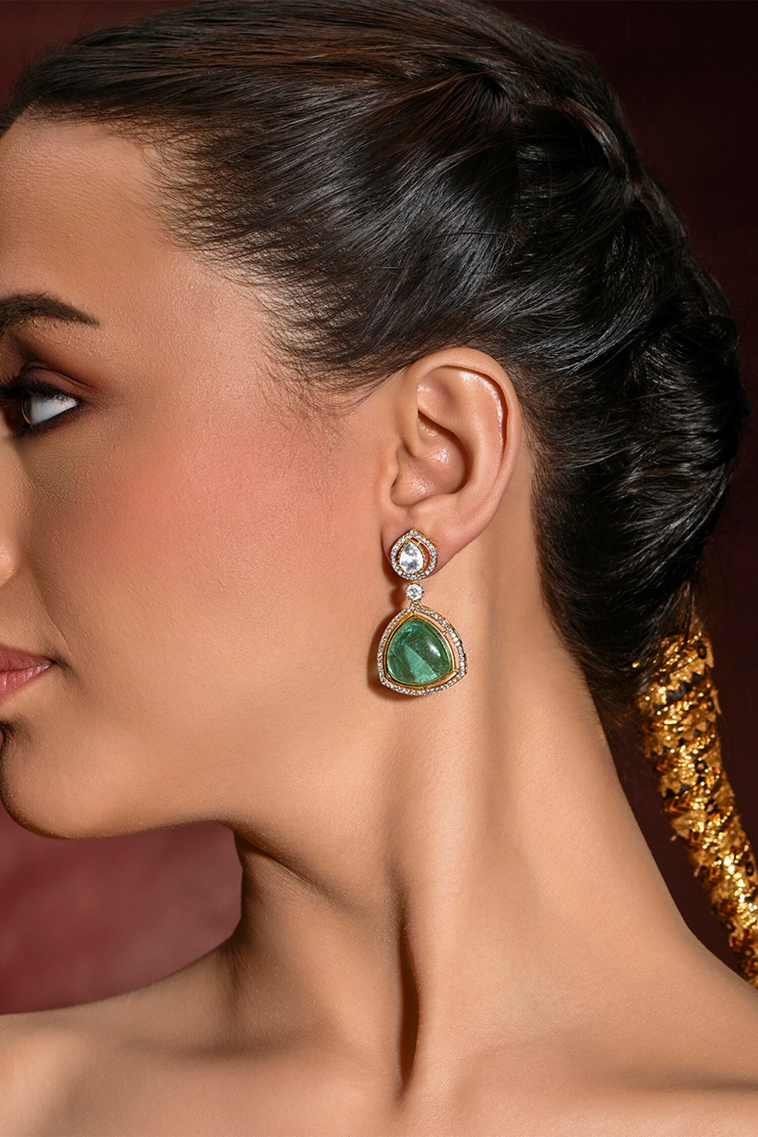 Buy Green Stone Luminar Embellished Dangler Earrings by joules by ...