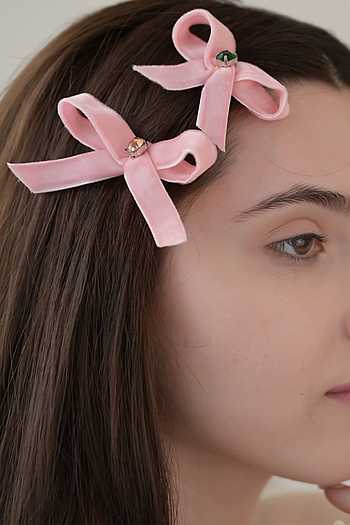 Buy Pink Stone Rosa Embellished Bows - Set Of 5 by Floristaa by mahek ...