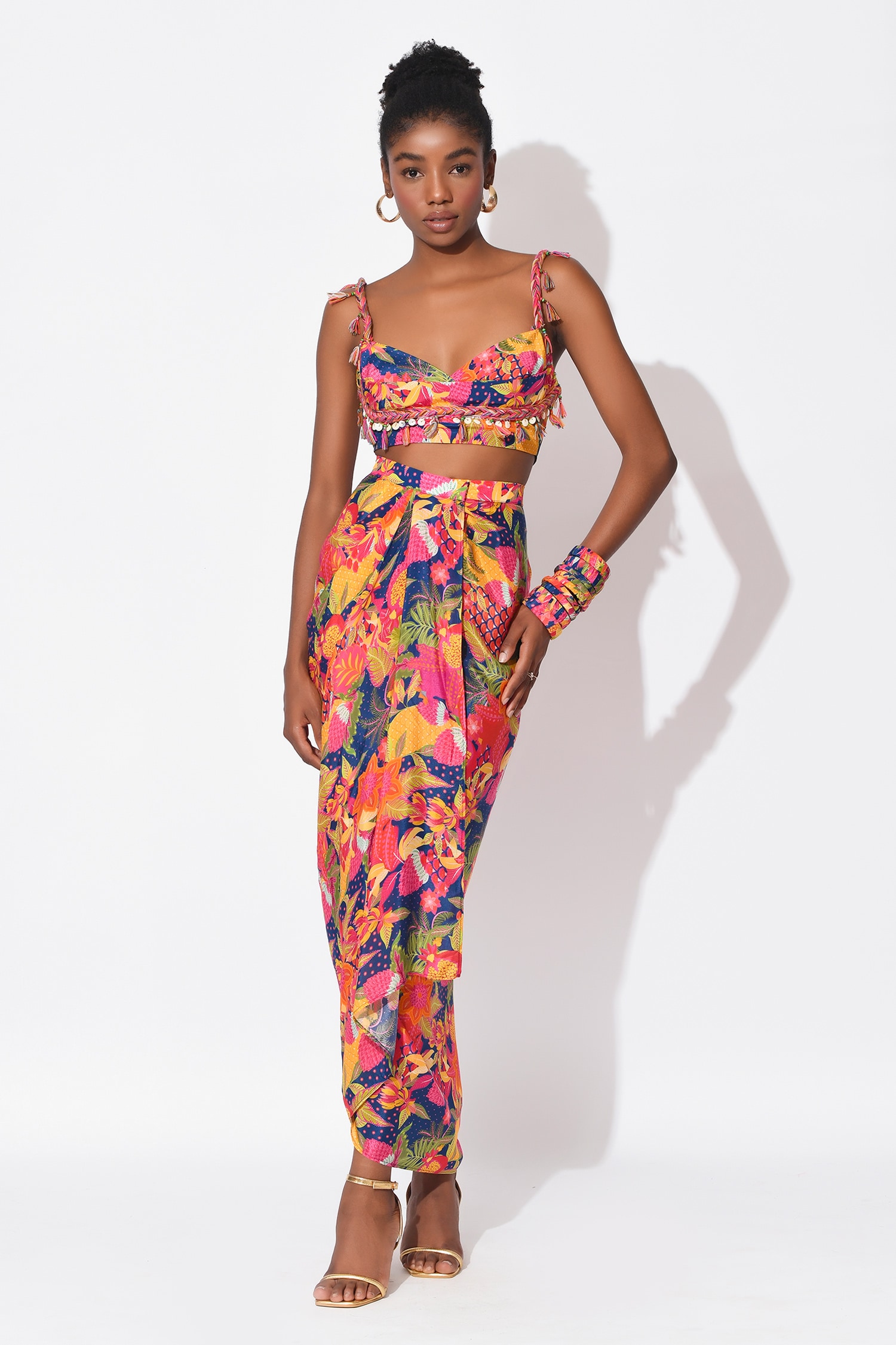 Buy Multi Color Crepe Print Floral Sweetheart Ecstasy Bustier With ...