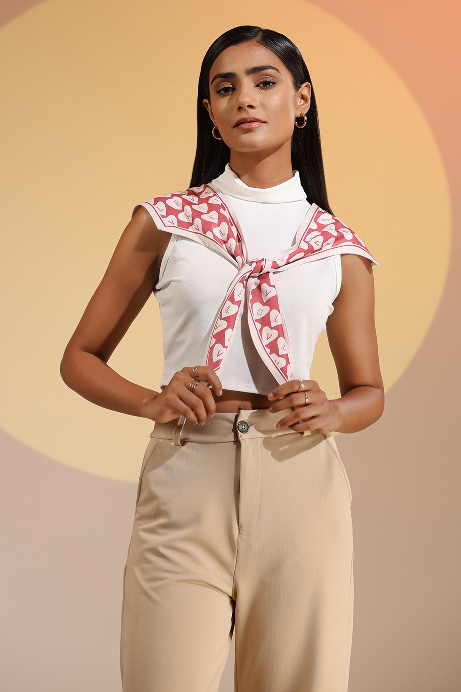 Buy Red Love Hiya Pattern Neck Scarf by DUSALA Online at Aza Fashions.