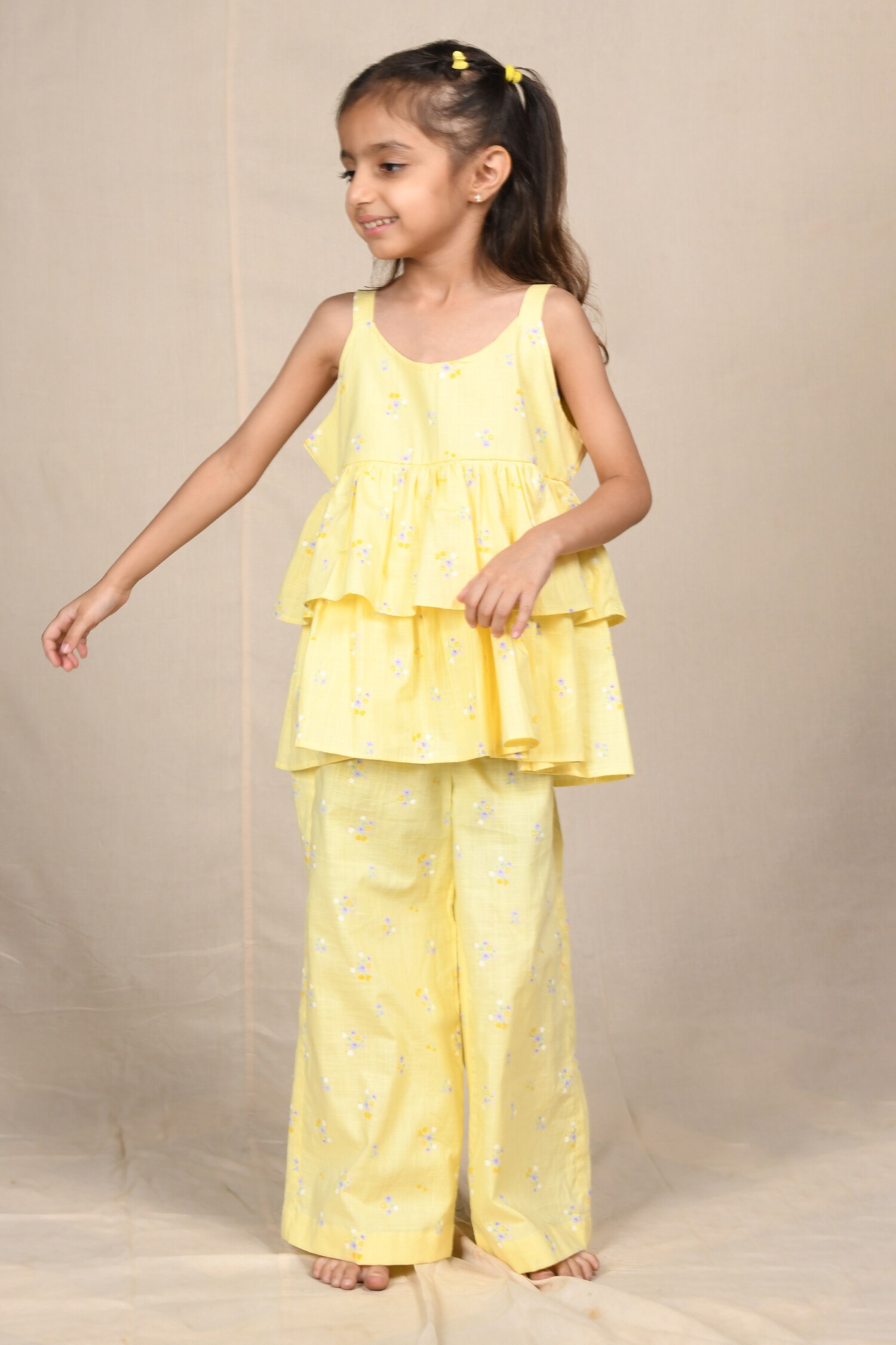 Buy Yellow Printed Floral Pattern Top And Pant Set For Girls by ...