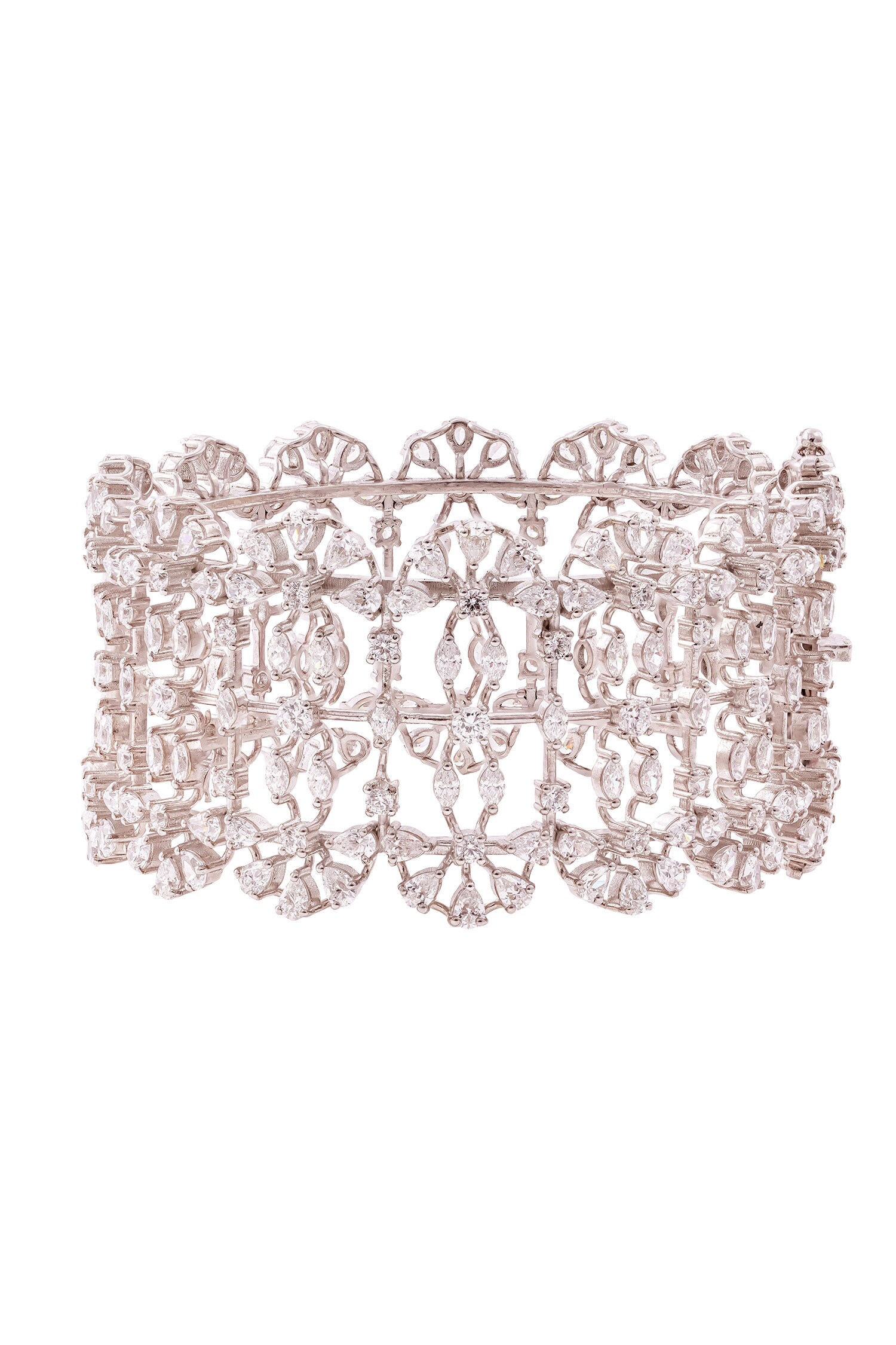 Buy White Imported Cubic Zirconia Vivant Stone Studded Floral Bracelet ...