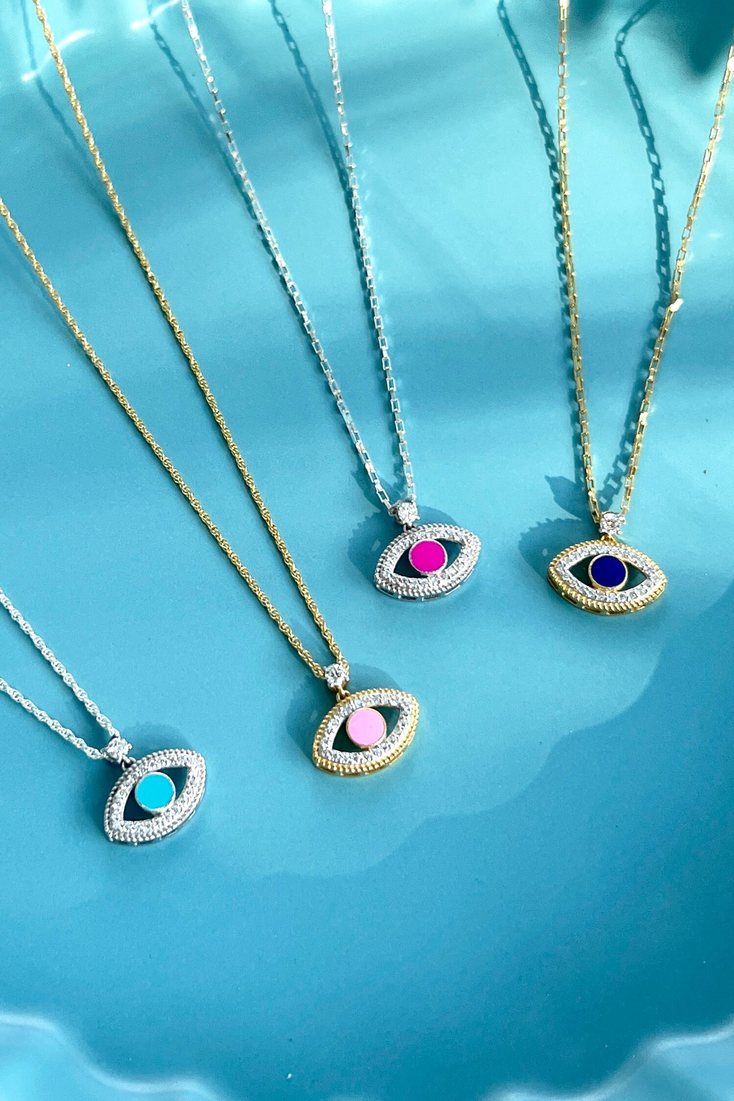 Buy White Moissanite Nayna Evil Eye Pendant Necklace by Ruuh Studios ...