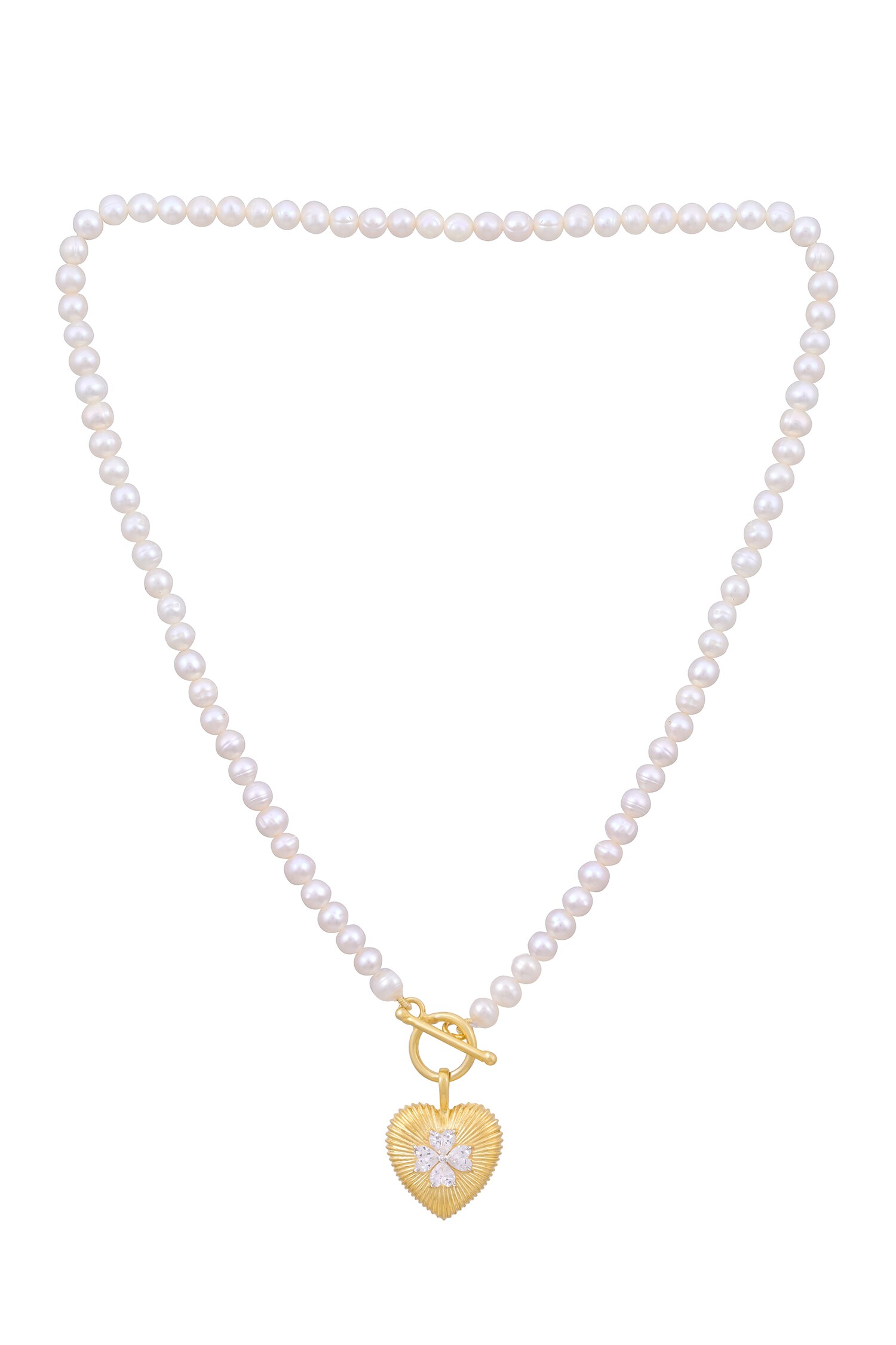 Buy Gold Plated Pearl Bloom Heart Pendant Necklace by Ruuh Studios ...