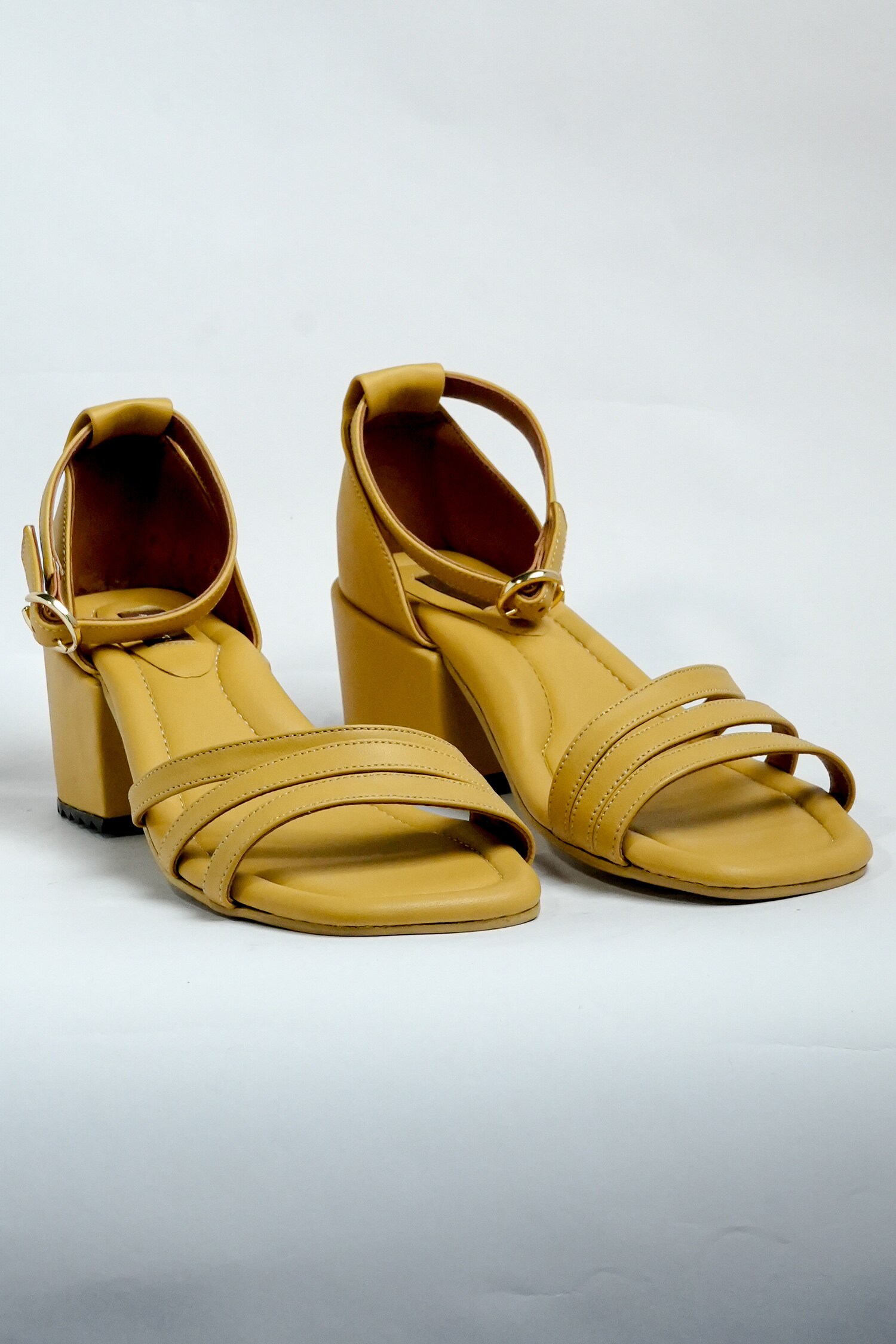 Buy Yellow Solid Melon Front Strappy Block Heels by ANIKET GUPTA Online ...