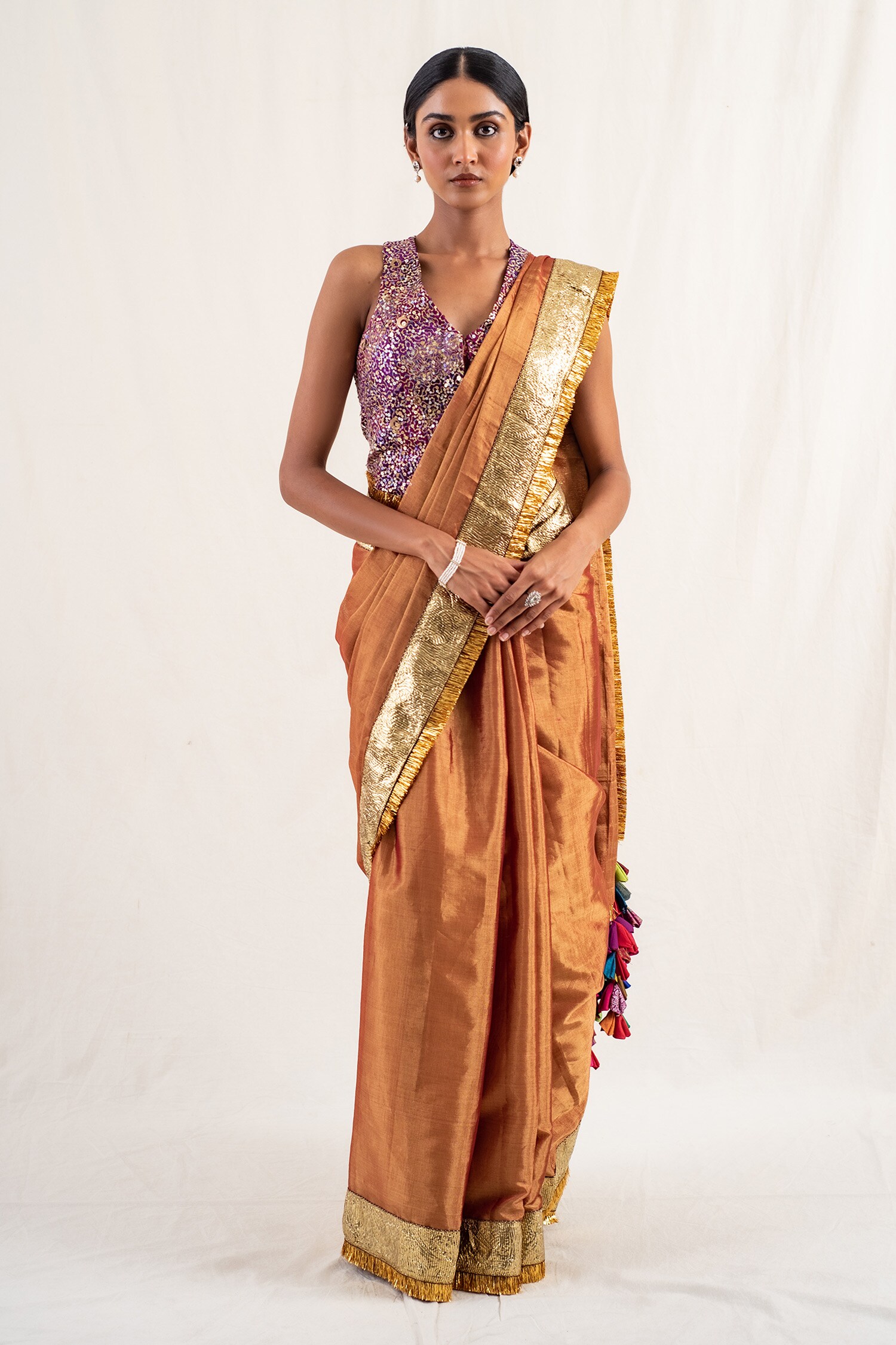 Buy Red Silk Chanderi Zari Sarojini Border Work Saree With Unstitched ...