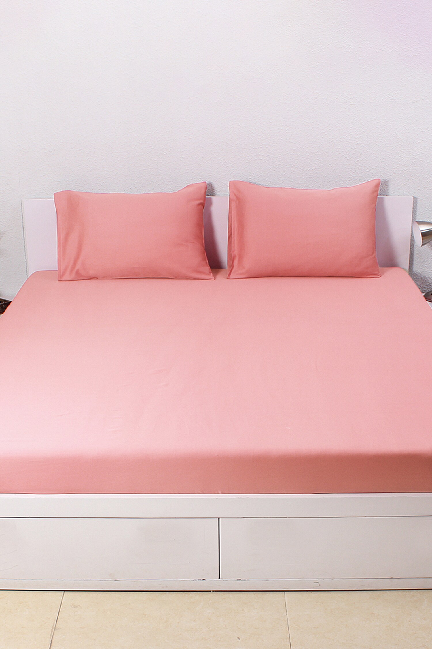 Buy Pink 100% Cotton Solid Shell Double Bedsheet Set by House This ...