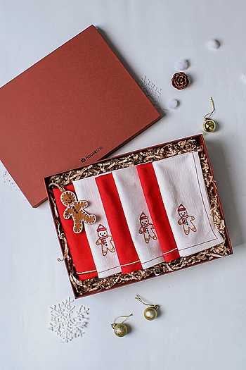 Buy Multi Color Cotton Gingerbread Man Napkin Gift Set by House This ...