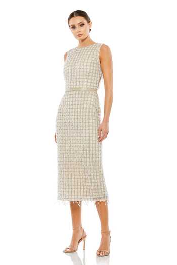 Buy Beige Polyester Embroidery Glass Bead Round Fringe Sequin Checkered ...